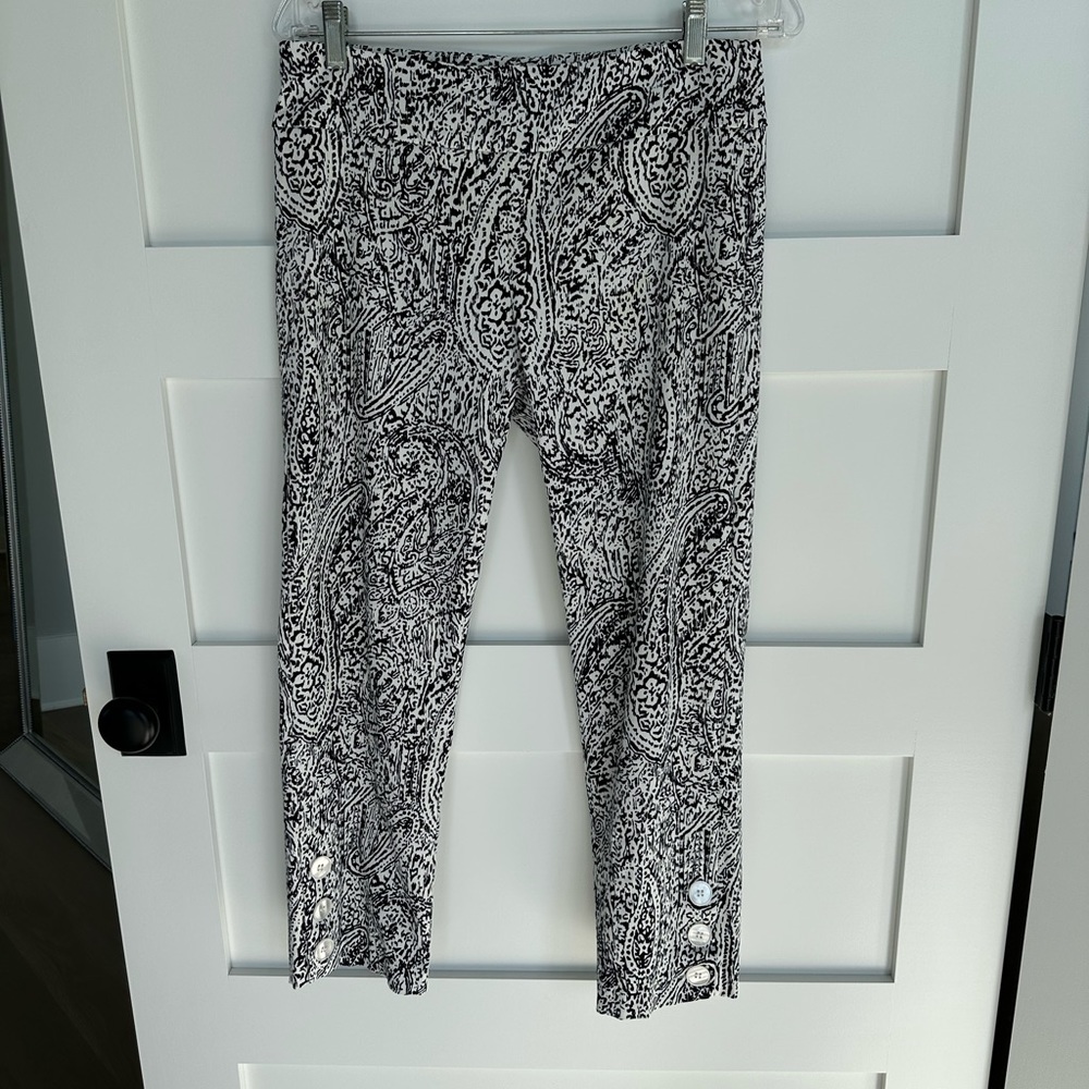 Elliott Lauren Black & White Print Stretch Pants. - Gem